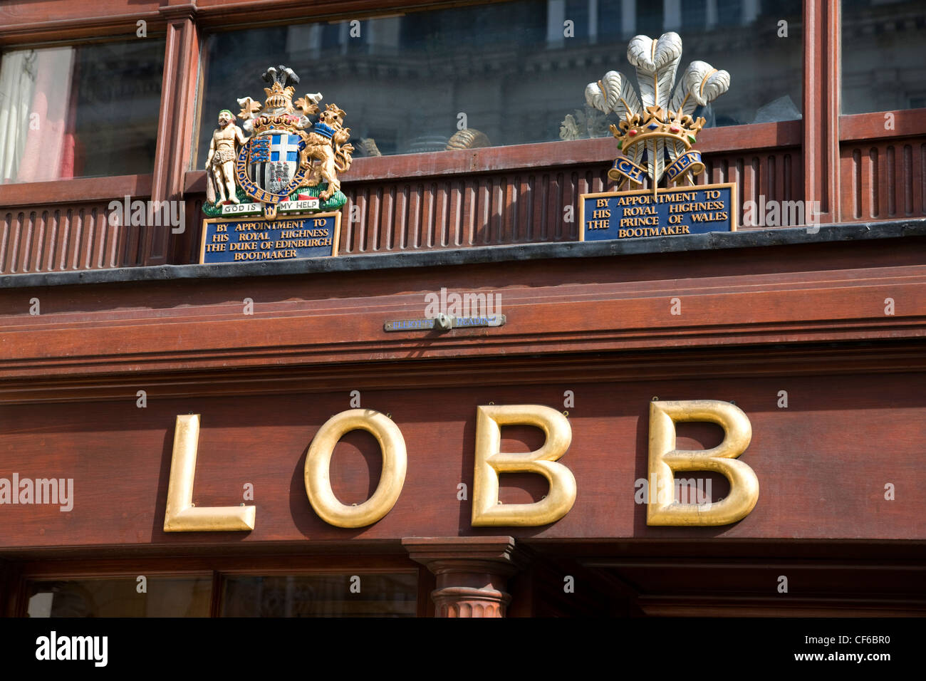 The signage and by Royal Appointment notices on the exterior of Lobb ...