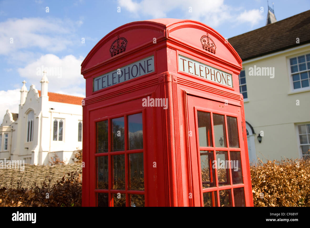 A traditional red telephone box outside Dulwich picture gallery in ...