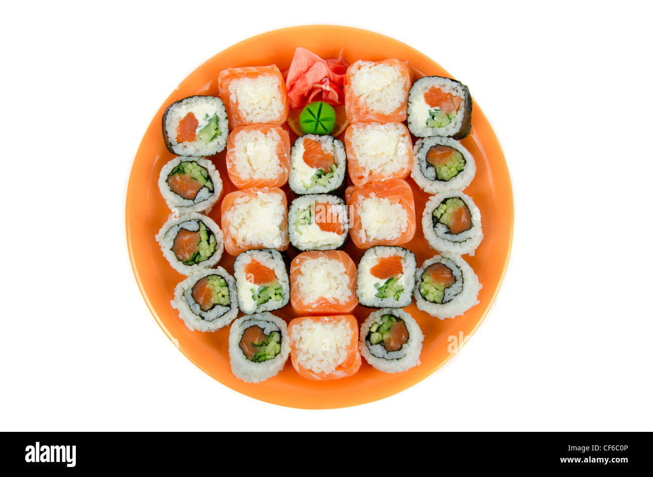 Closeup japanese sushi top view Cut Out Stock Images & Pictures - Alamy