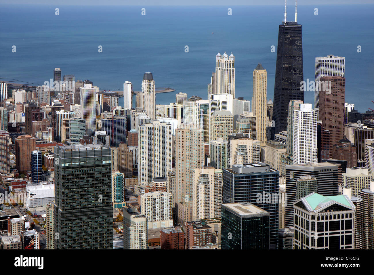 Chicago's panoramic view as it is seen from high tower in winter Stock ...