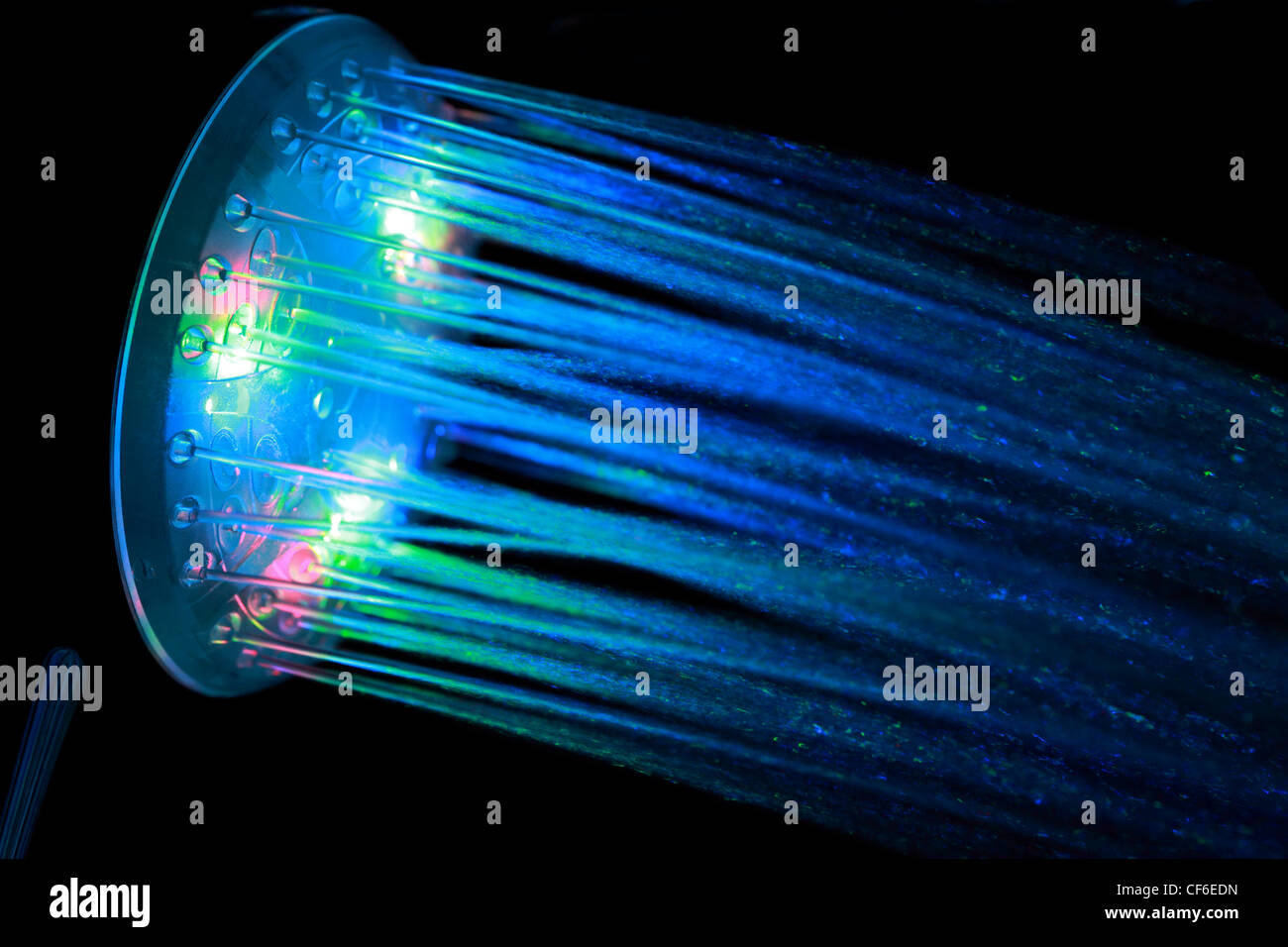 Shower with illumination and streaming water Stock Photo - Alamy