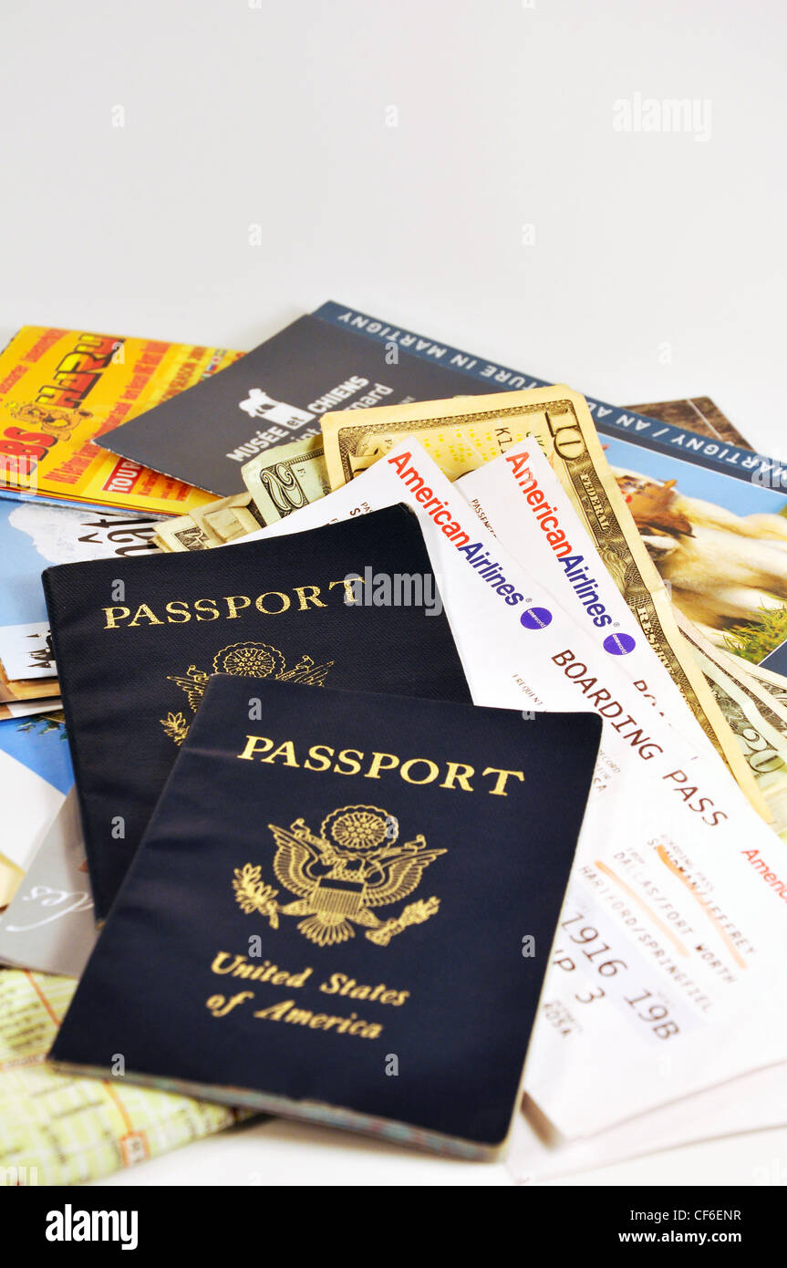 US passports and traveling documents Stock Photo - Alamy