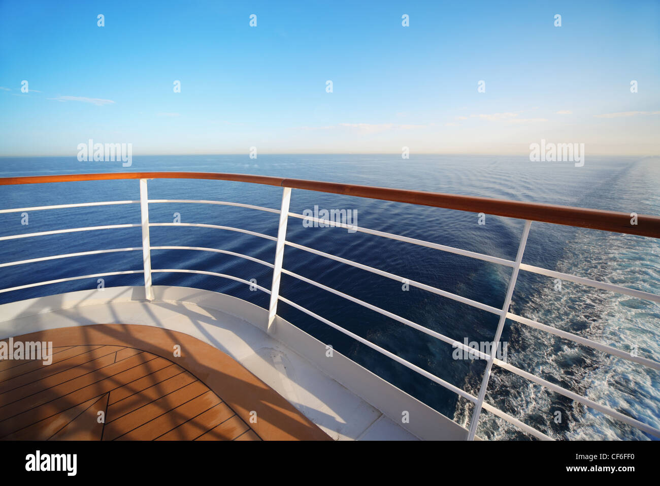 beautiful view from stern of big cruise ship. sea, skyline, splashes ...