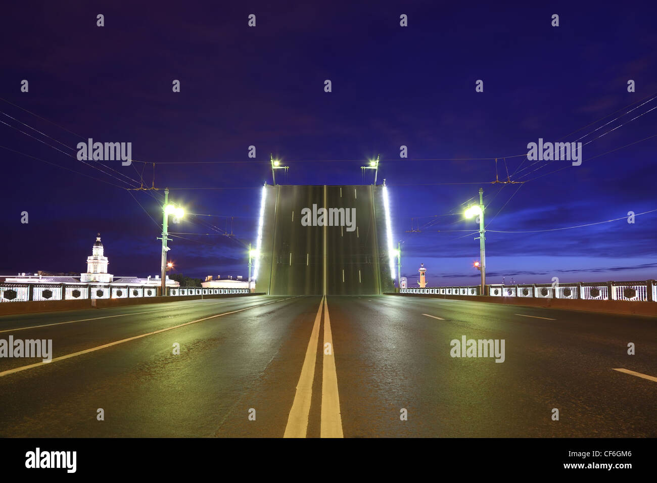 Night view of raised bridge in St.Petersburg, Russia Stock Photo - Alamy