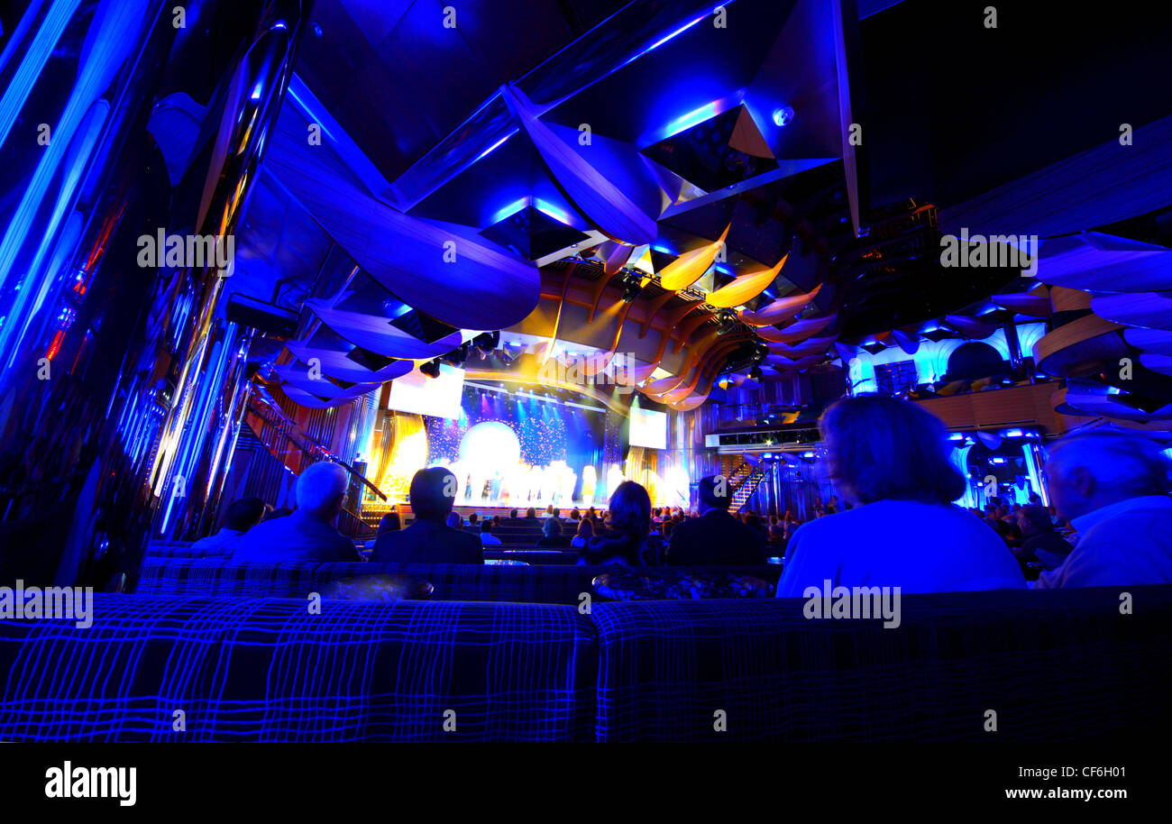 Old people watching concert in the dark room on the cruise ship Stock ...