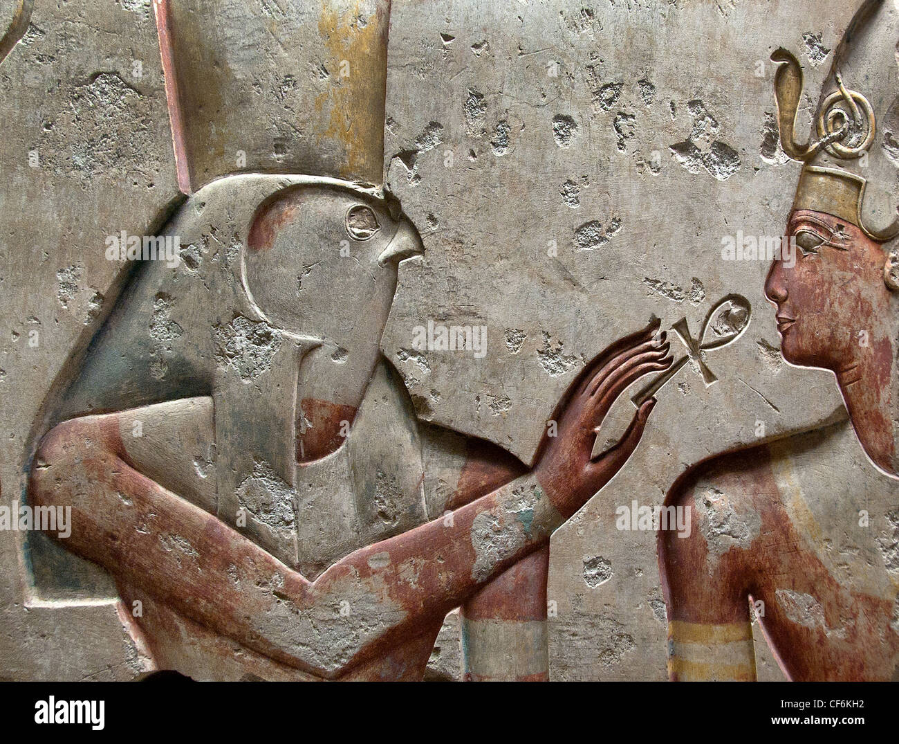 Falcon god Horus Opening Mouth ceremony on deceased Ramses Ramesses II ...