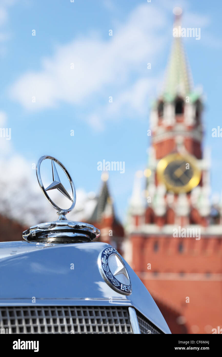 MOSCOW RUSSIA APRIL 24 Logotype vintage Mercedes-Benz Kremlin ...