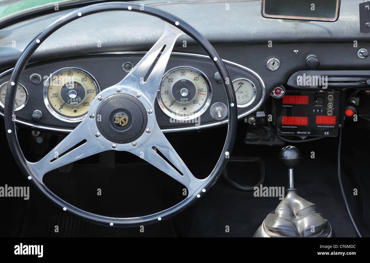 MOSCOW RUSSIA APRIL 24 Inside vintage car Peugeot Vintage car rally ...