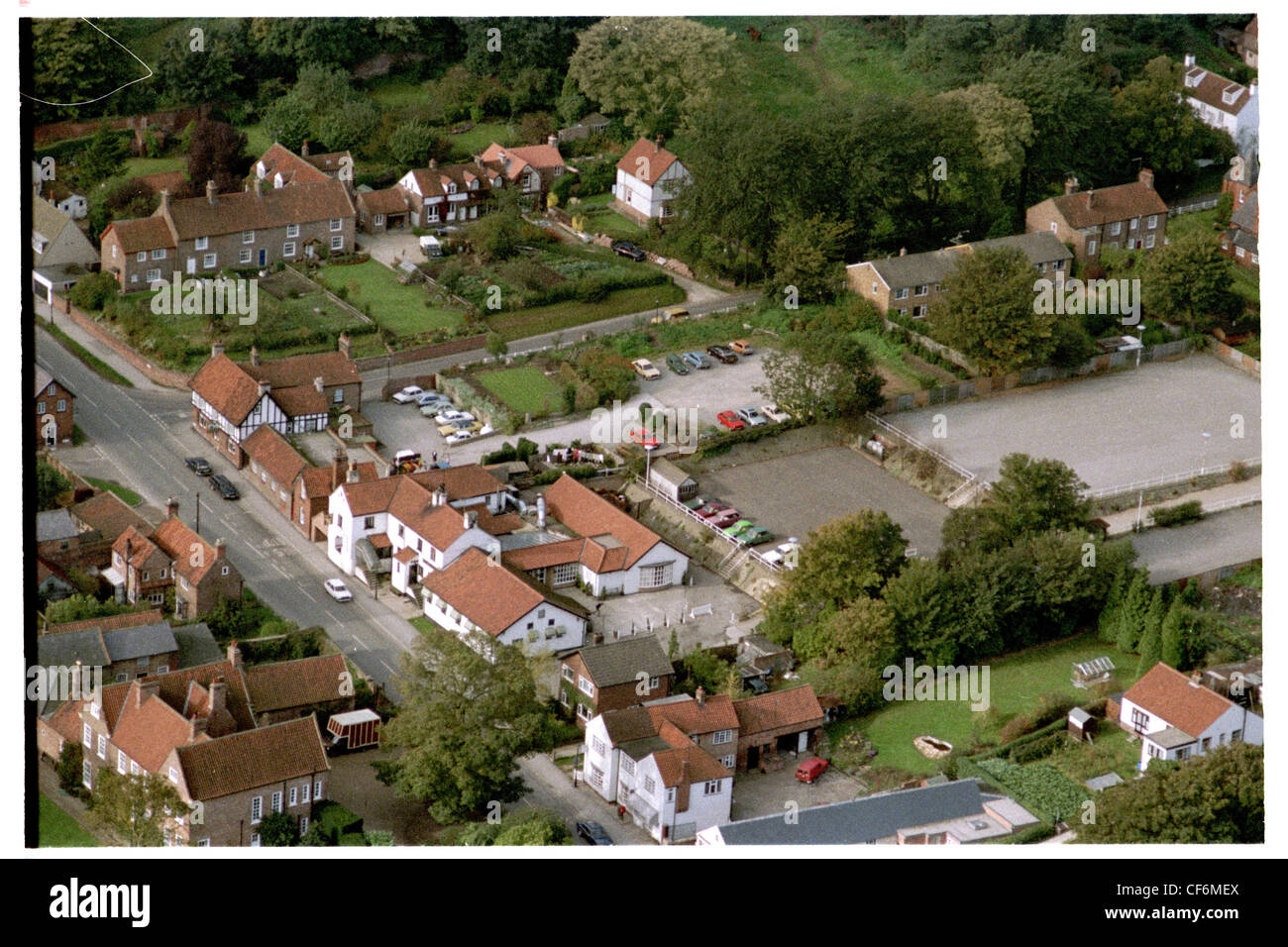 oblique aerial view of the centre of Walkington village, east Yorkshire ...