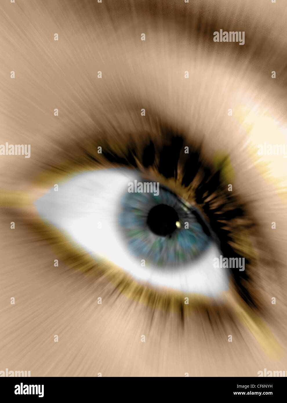 Eye, Female, close-up, dramatic, colorized vertical photograph with ...