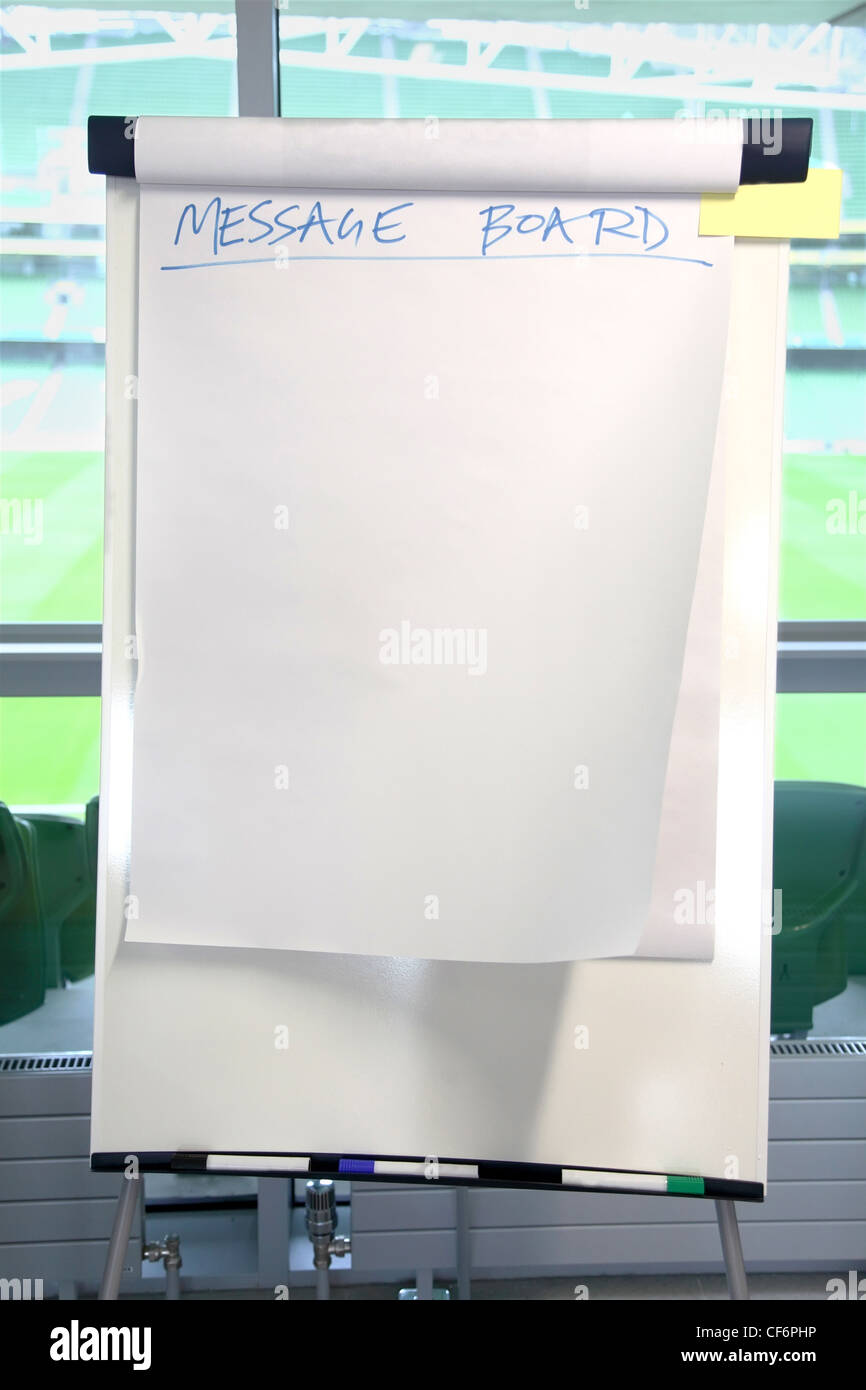 message board. white, clean sheets, three colored markers Stock Photo ...