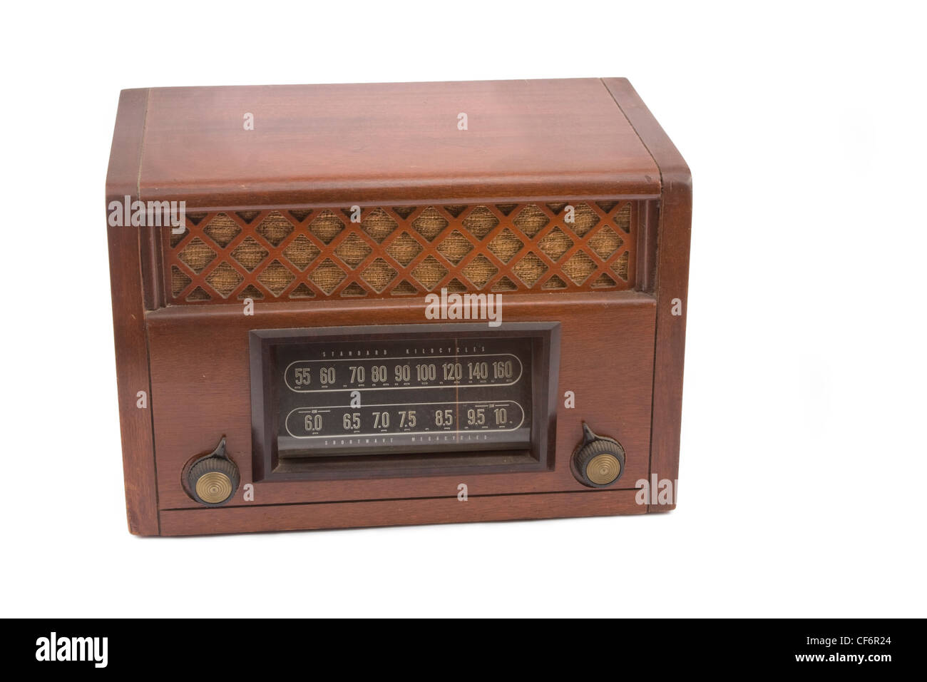 Antique wooden radio on white background Stock Photo - Alamy