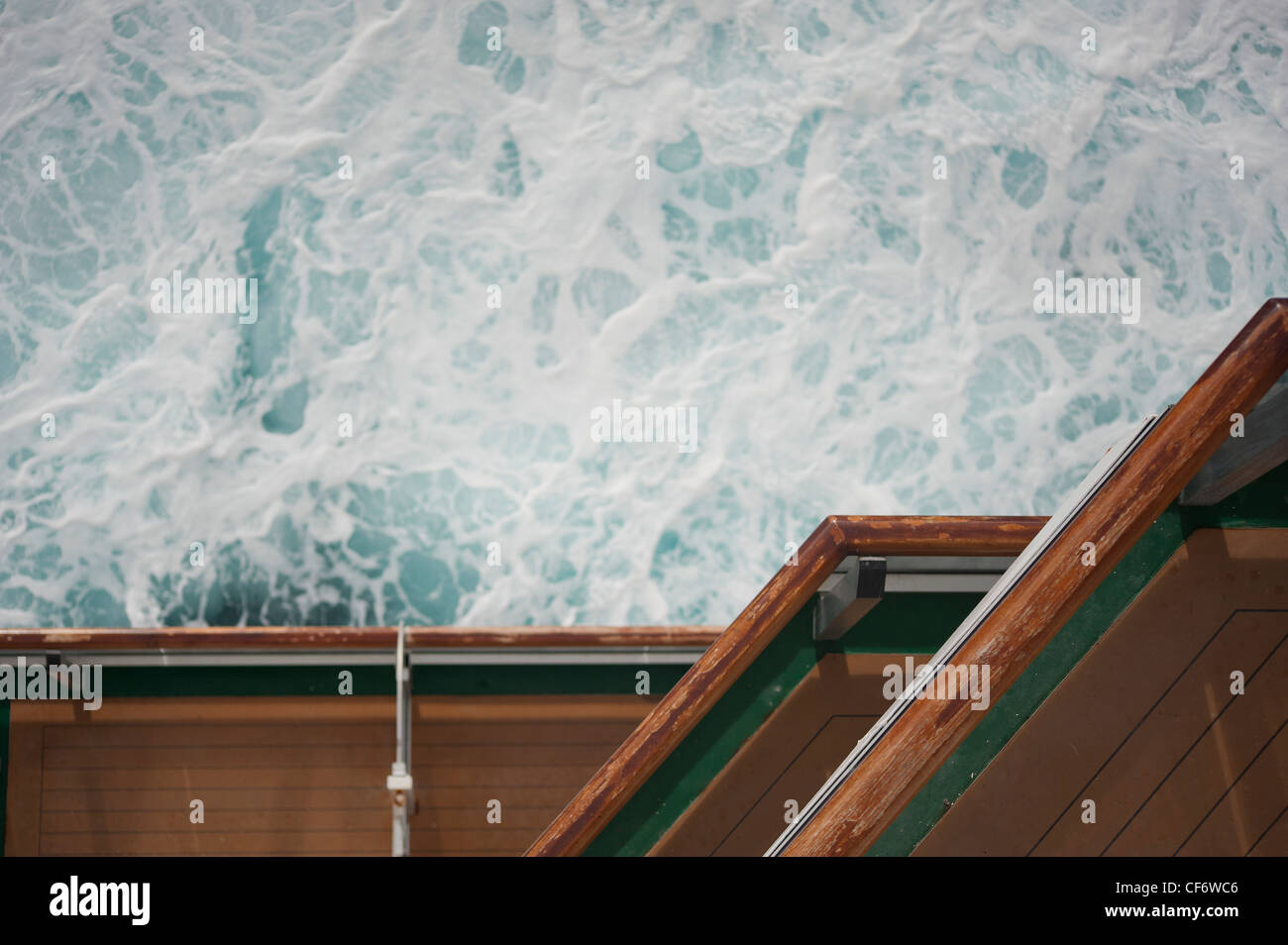 Cruise Ship Wake at the the side of a cruise ship as seen from the top ...