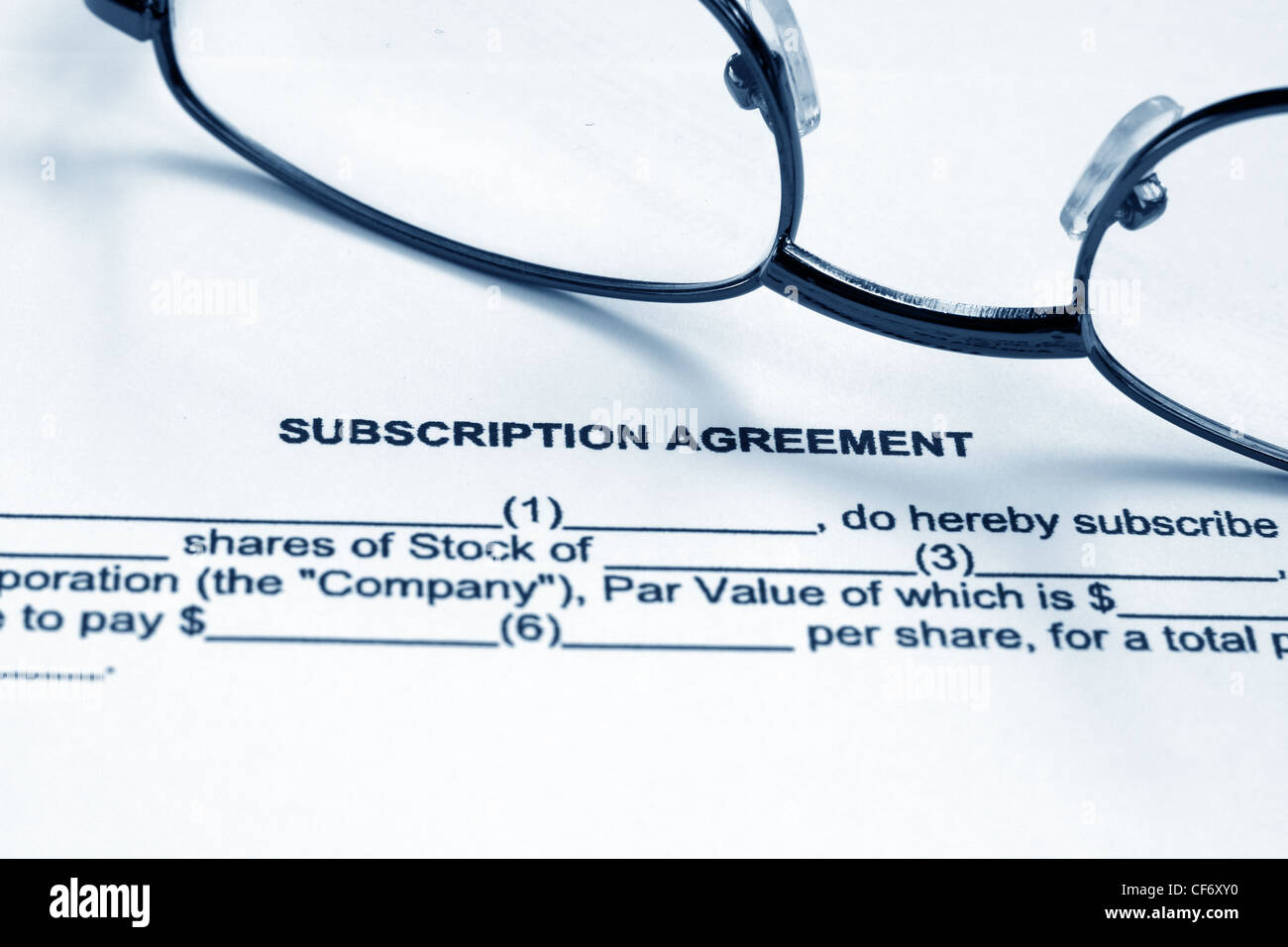 Subscription agreement form Stock Photo - Alamy