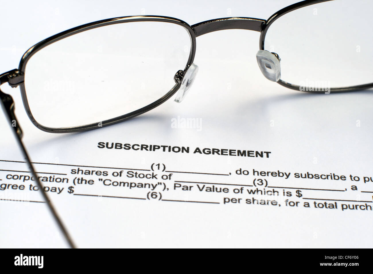 Subscription agreement form Stock Photo - Alamy