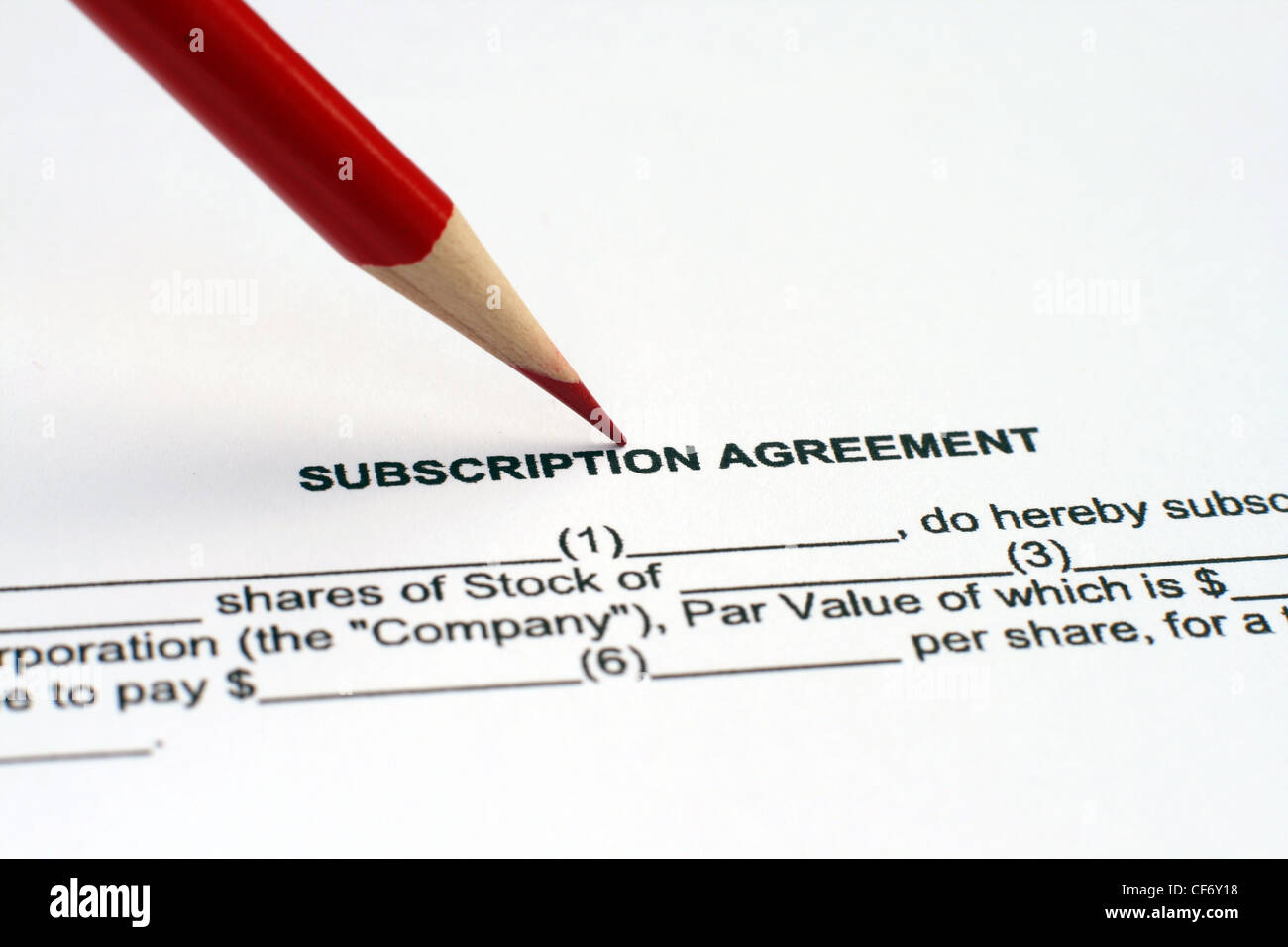 Subscription agreement form Stock Photo - Alamy