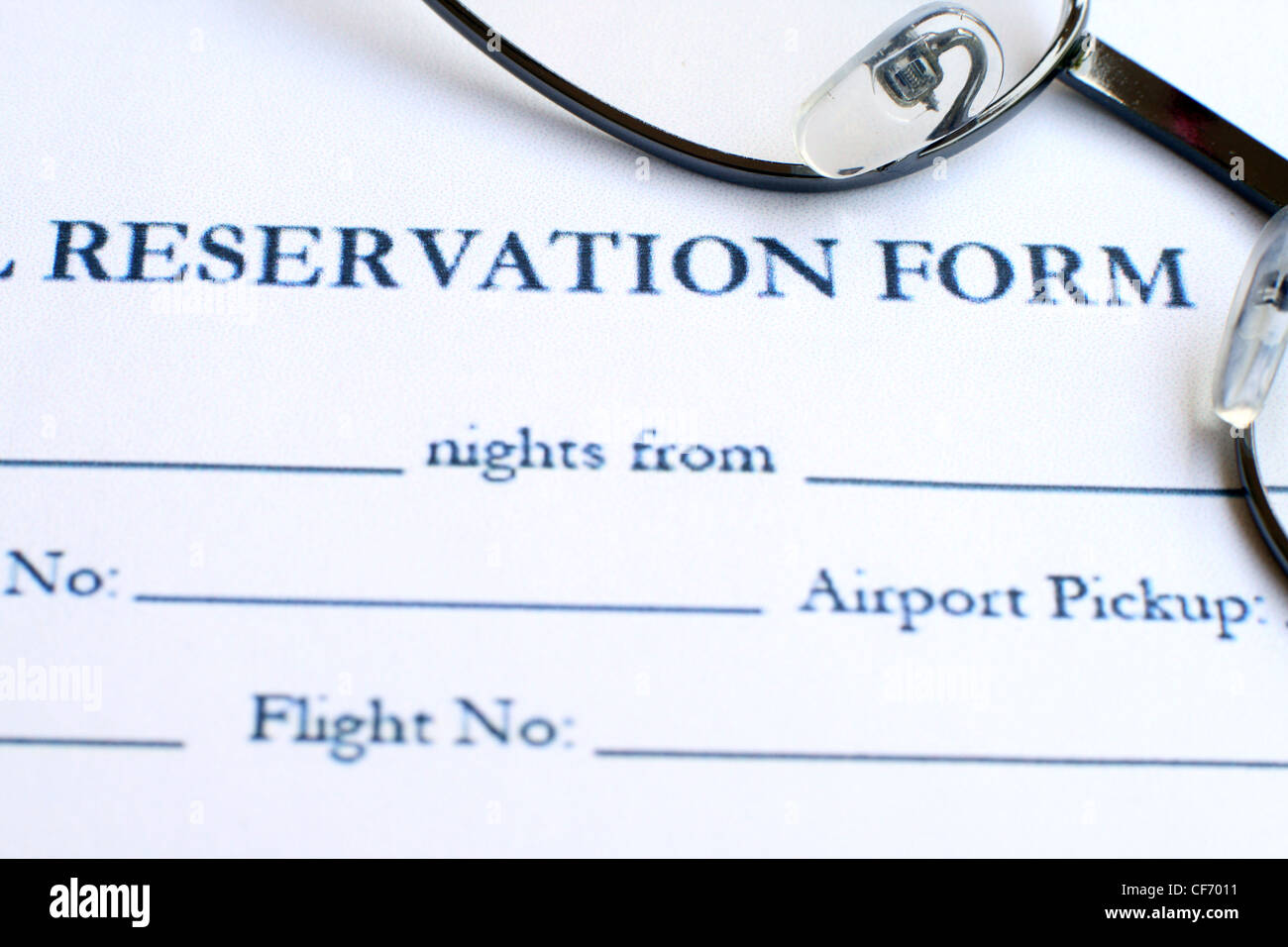 Hotel reservation form Stock Photo - Alamy