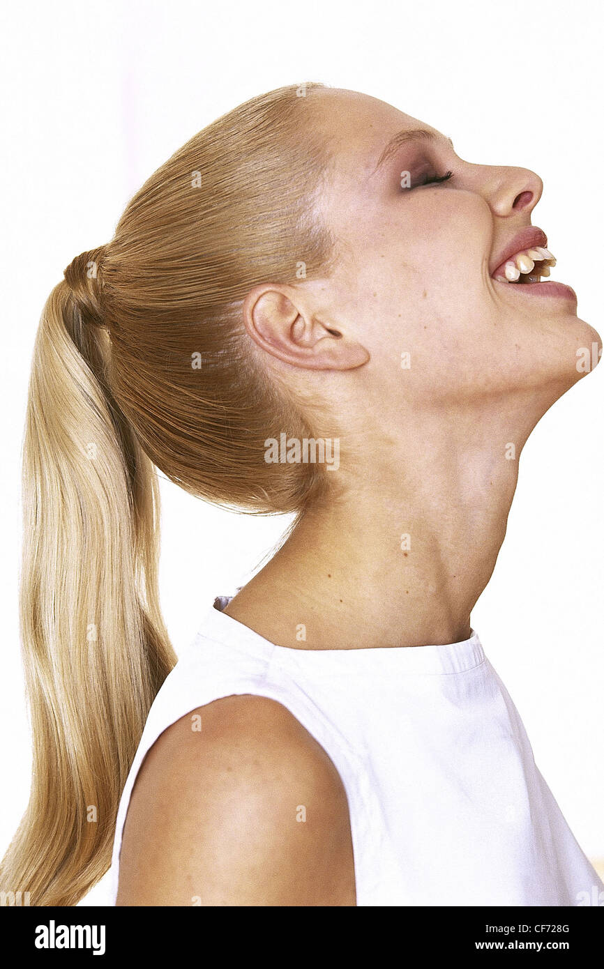 Female head tipped back hi-res stock photography and images - Alamy