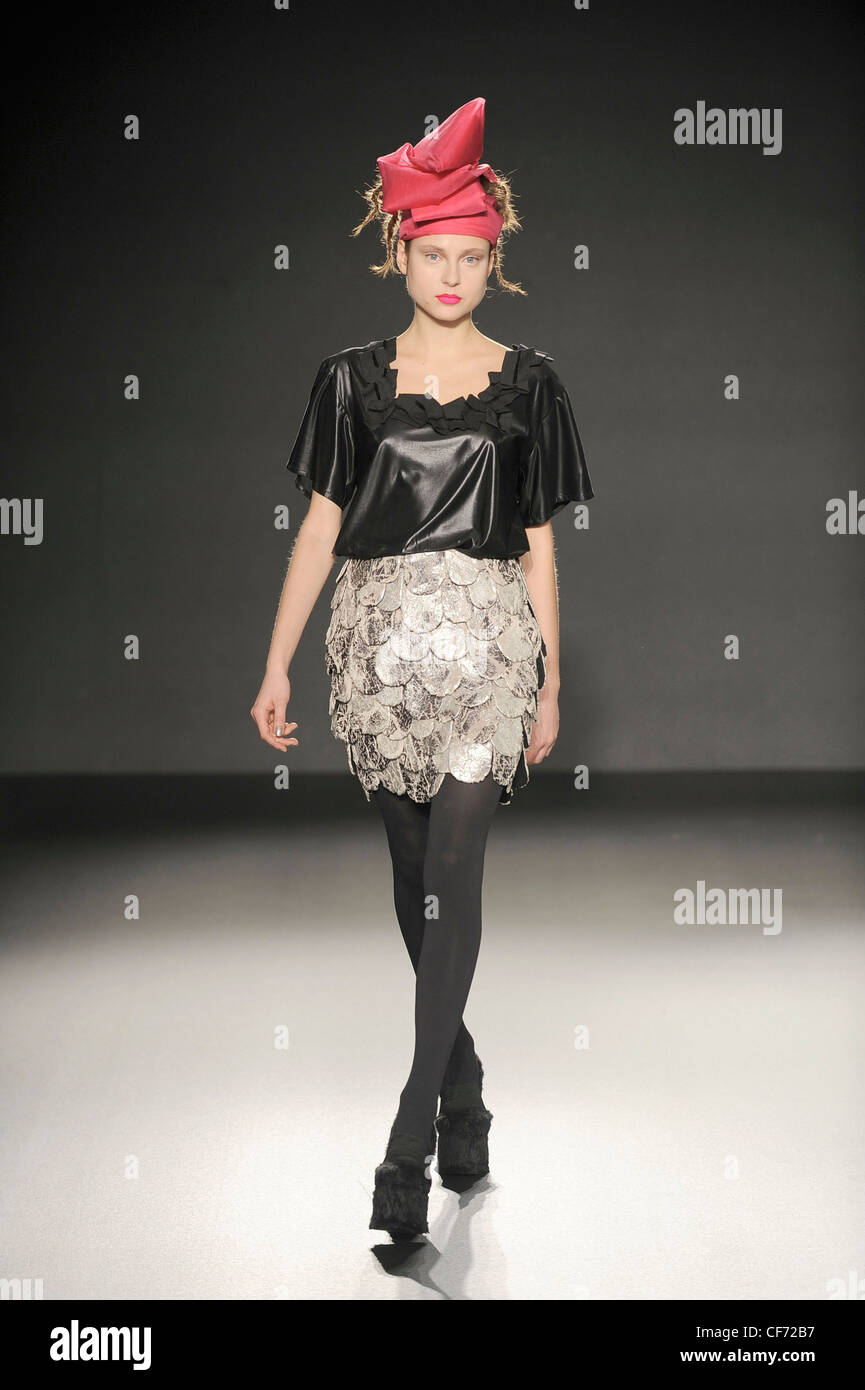 Berube London Ready to Wear Autumn Winter Black blouse, silver scale ...