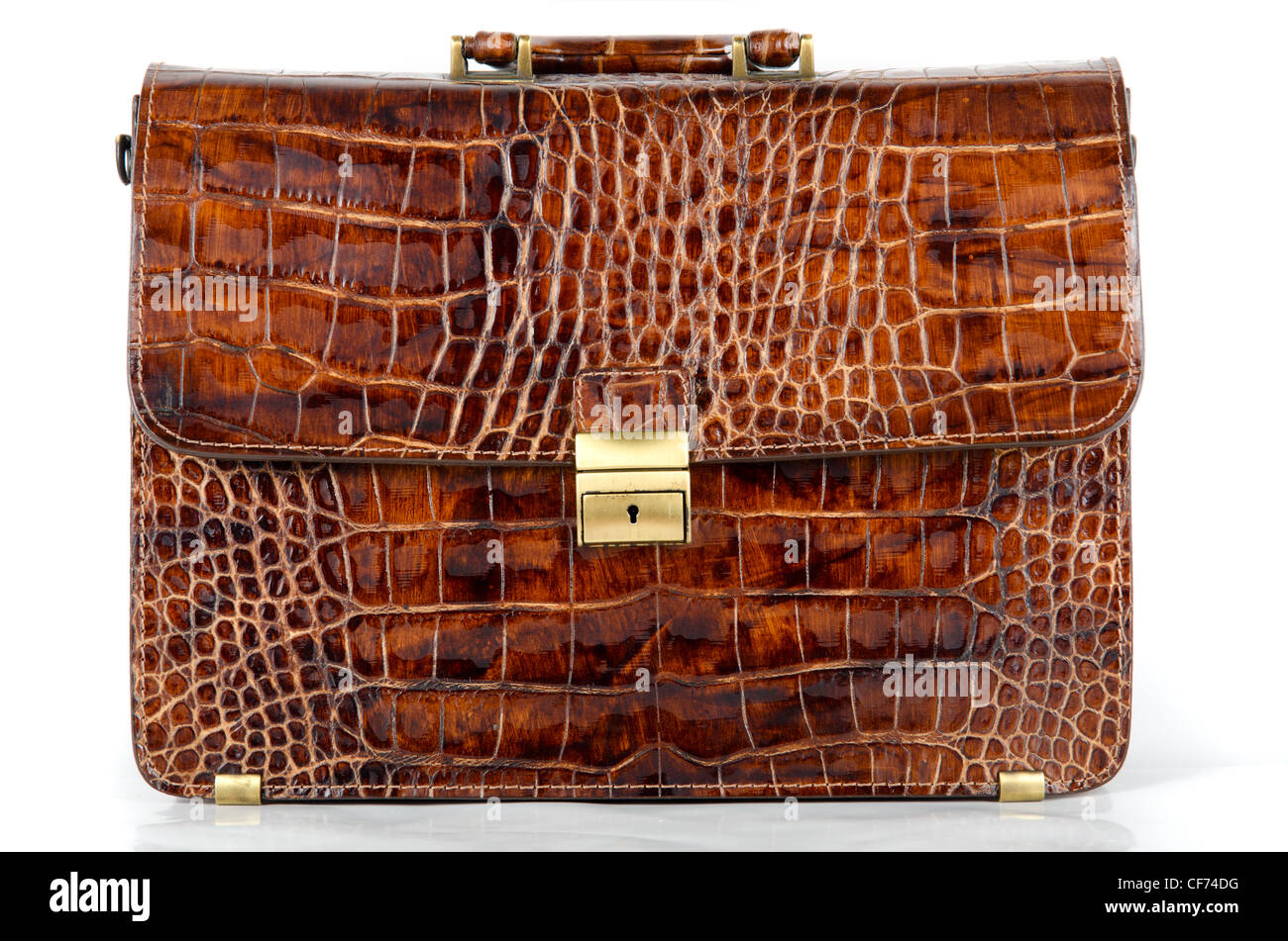brown expensive briefcase isolated on white background Stock Photo - Alamy