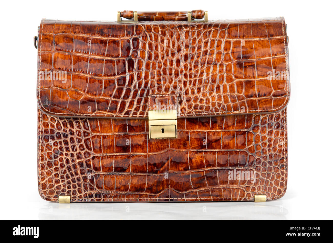 brown expensive briefcase isolated on white background Stock Photo - Alamy