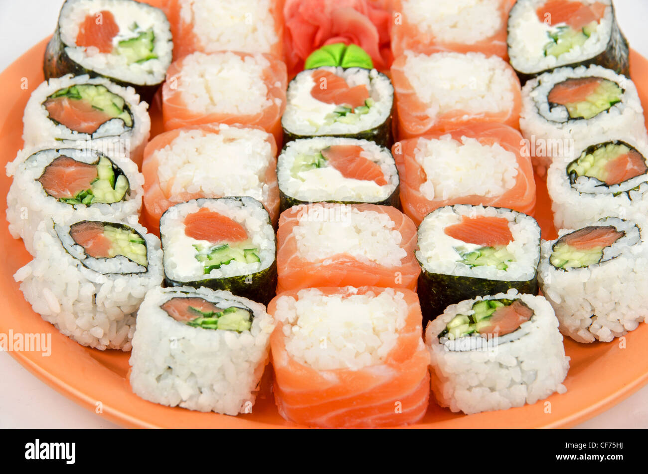 Closeup japanese sushi set at plate closeup Stock Photo - Alamy