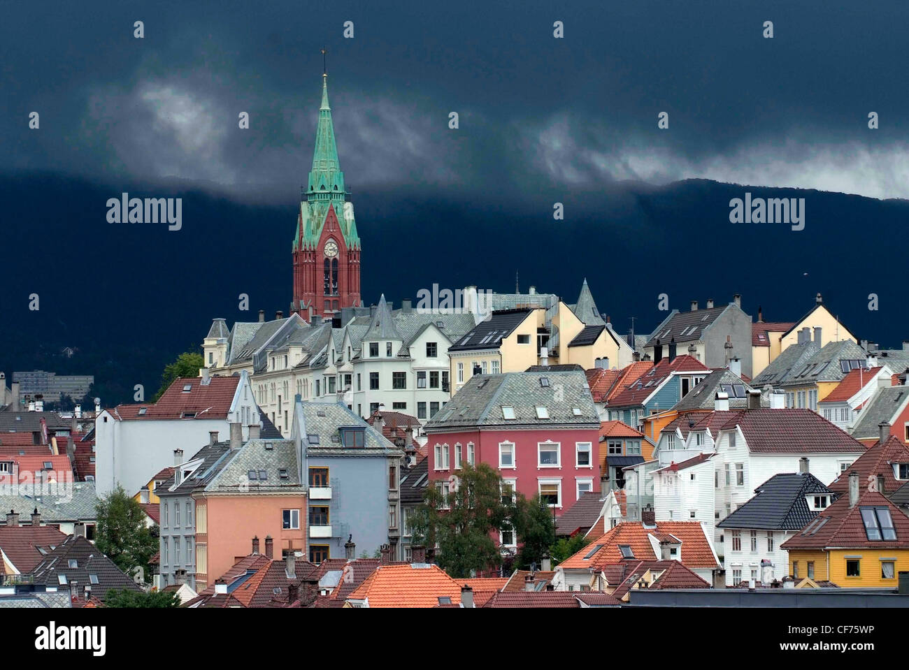 NORWAY Bergen rain storm over the city centre Stock Photo - Alamy
