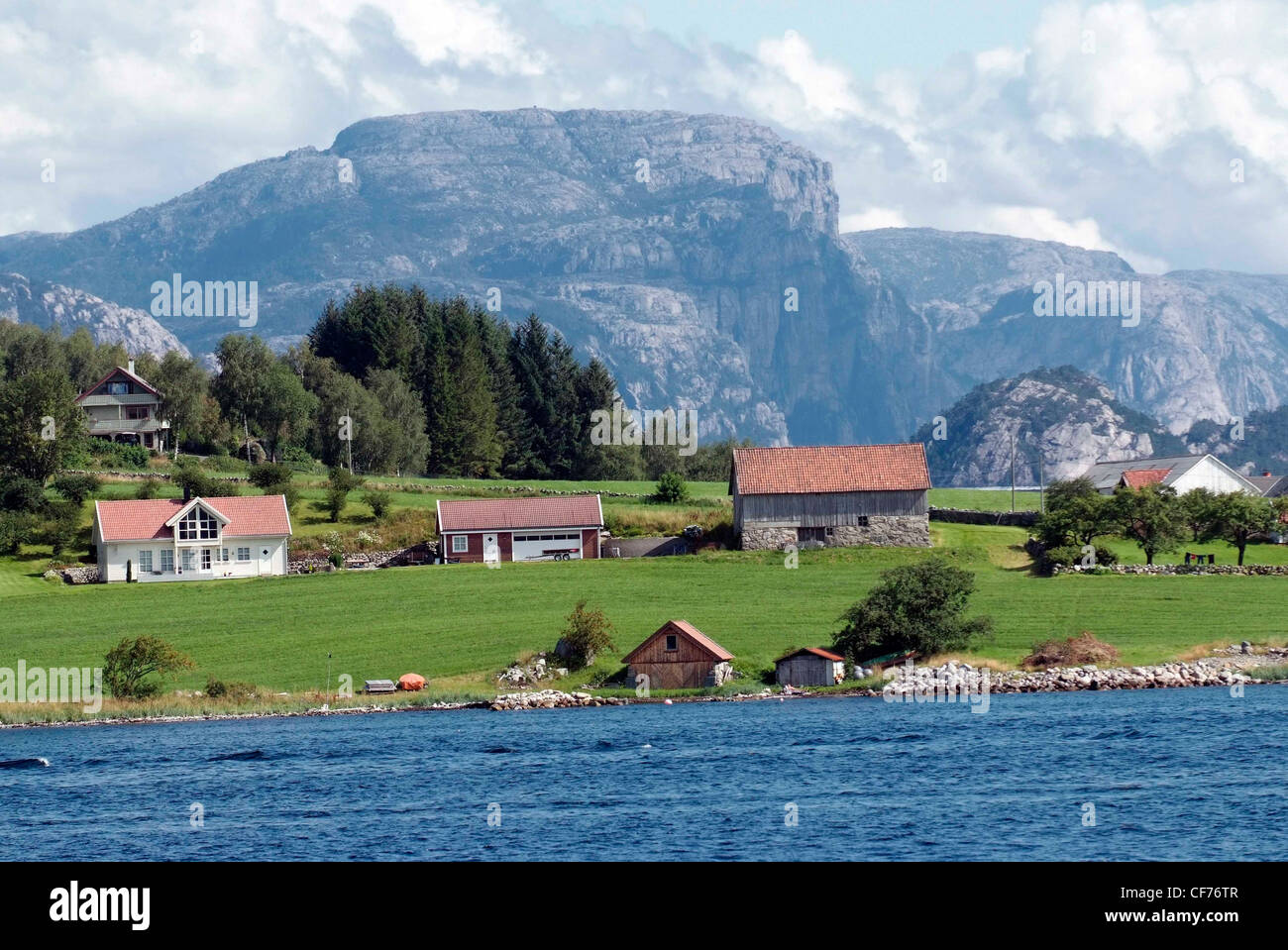 NORWAY Lysefjord east of Stavanger, beyond the Høgsfjord. Sheer rock ...
