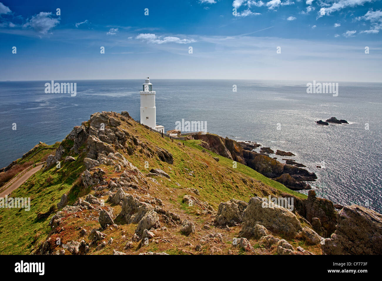 Start Point lighthouse on the south coast of Devon looks out over the ...