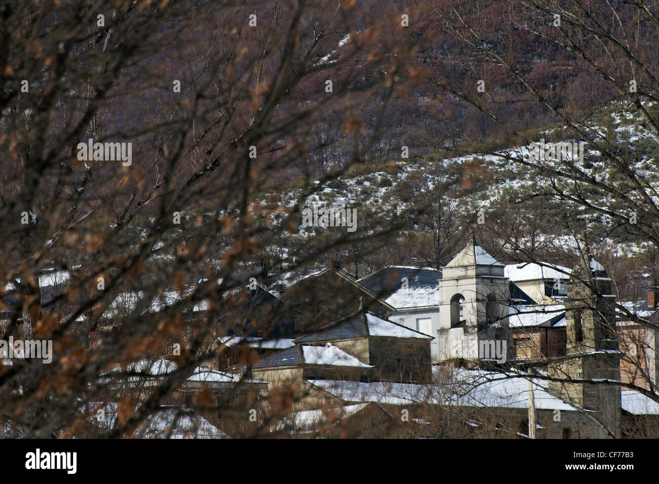 Village at Spain's Castilla Leon covered with snow Stock Photo - Alamy