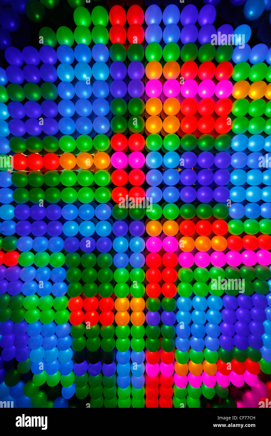 Multi-coloured patterns of LED lights in a lighting display Stock Photo ...