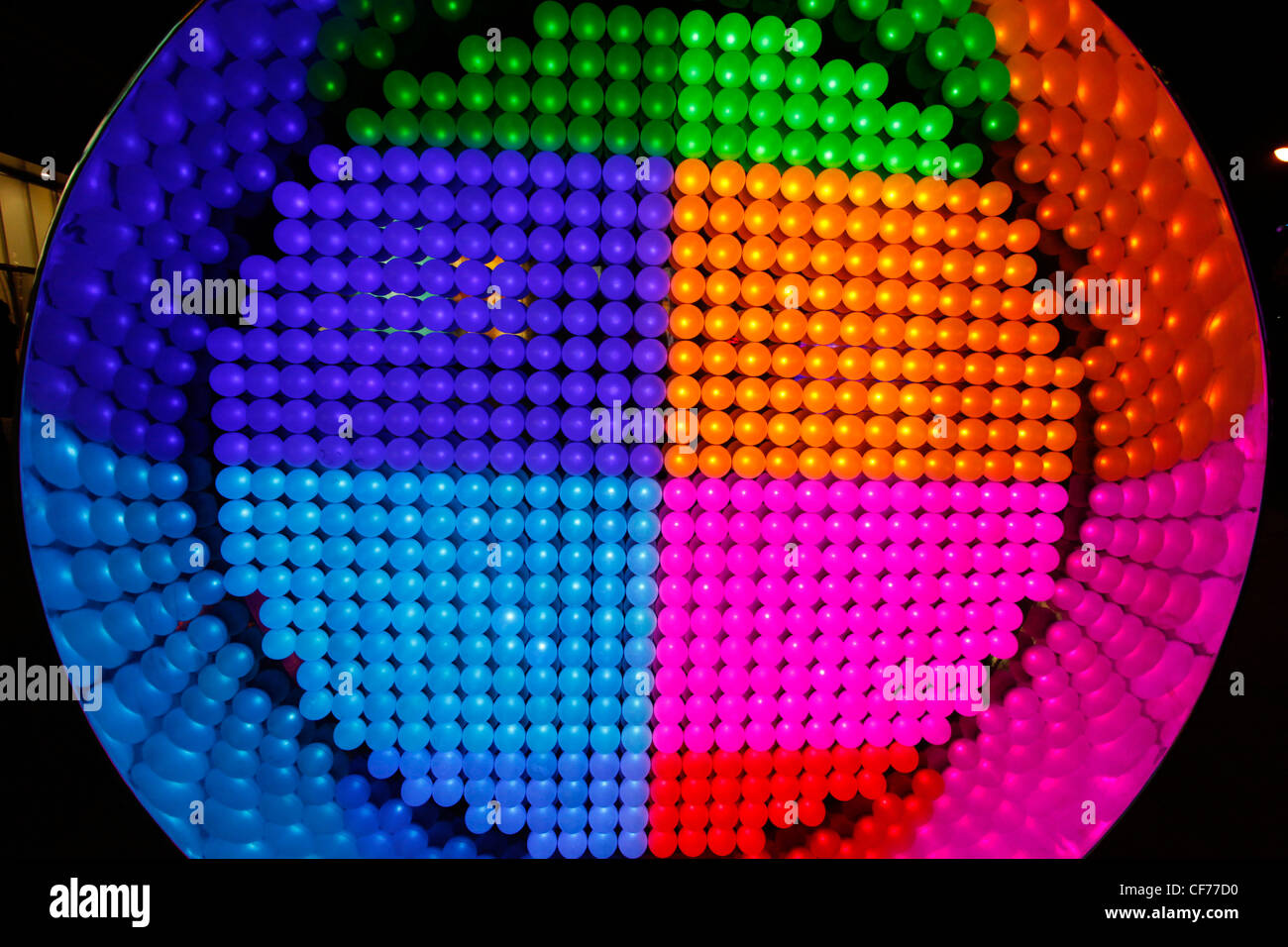 Multi-coloured patterns of LED lights in a lighting display Stock Photo ...