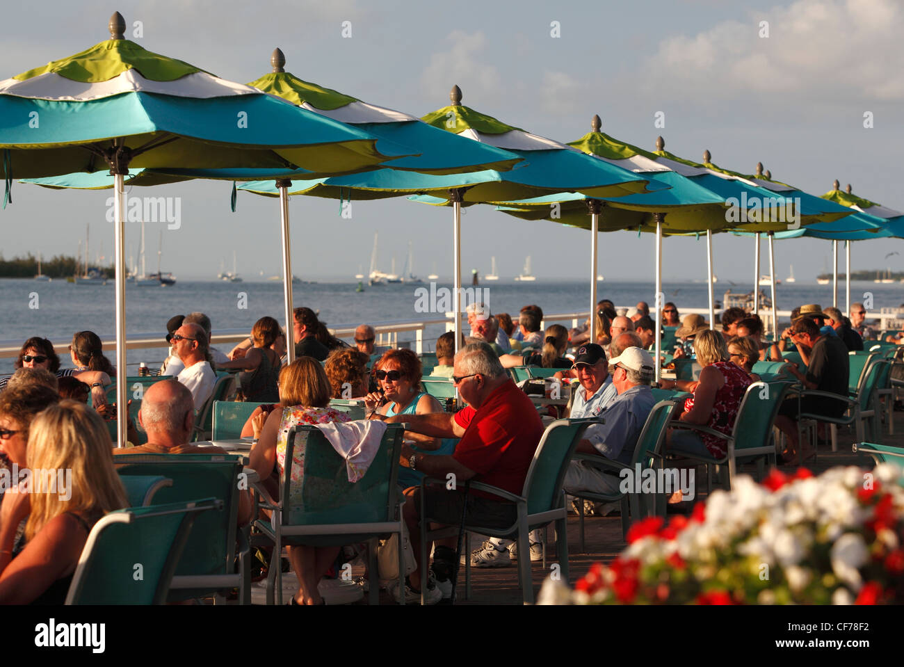 Outdoor dining on the waterfront, Mallory Square, Key West, Florida ...