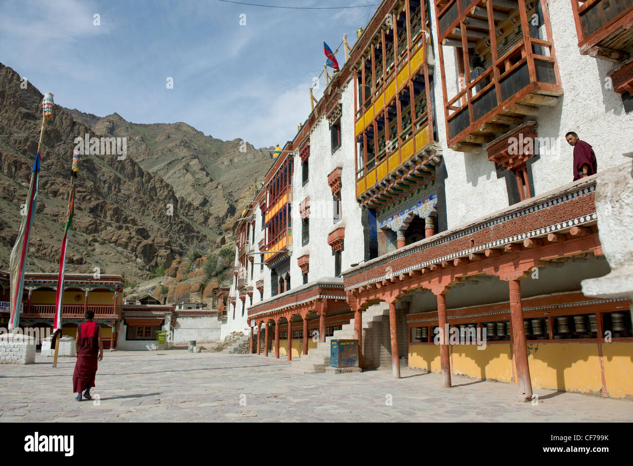 Monks in the courtyard of Hemis Gompa, (Ladakh) Jammu & Kashmir, India ...