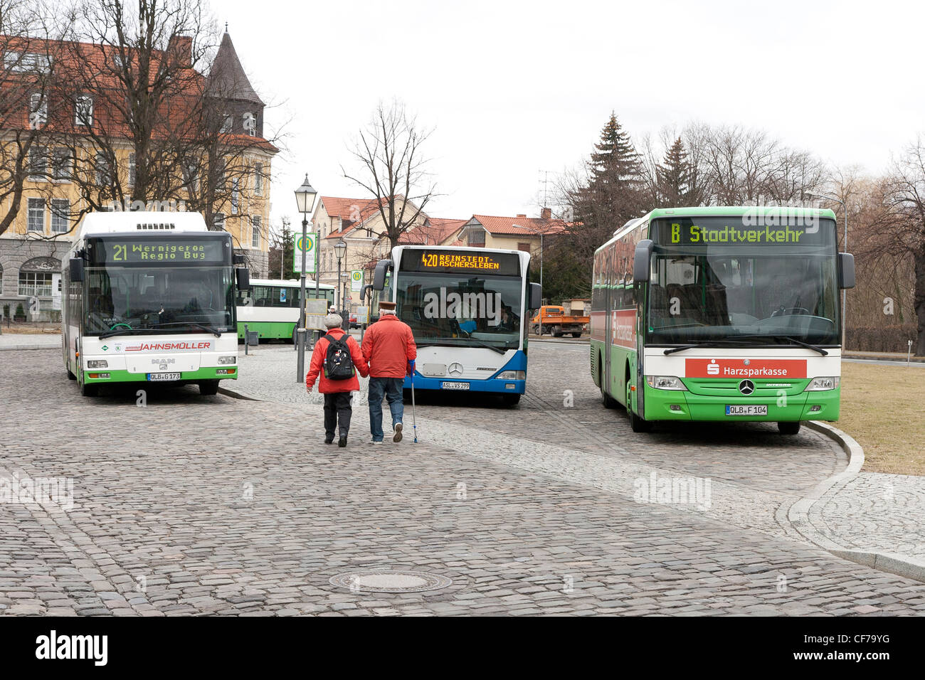 Quedlinburg, Germany bus stop in front of the railway station Stock ...