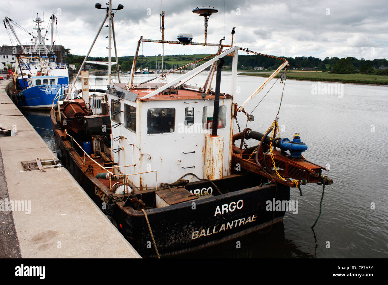Fishing boats on the River Dee at Kirkcudbright in Dumfries and ...