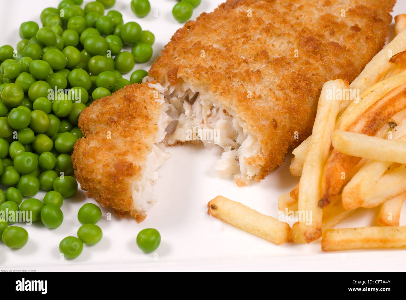 Breaded fish chips peas hi-res stock photography and images - Alamy