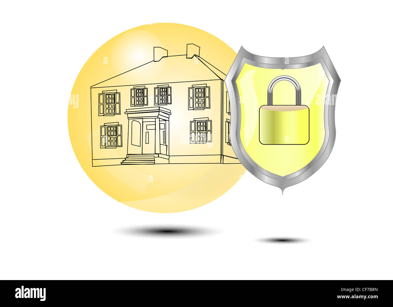Protection of a house with shield Stock Photo - Alamy