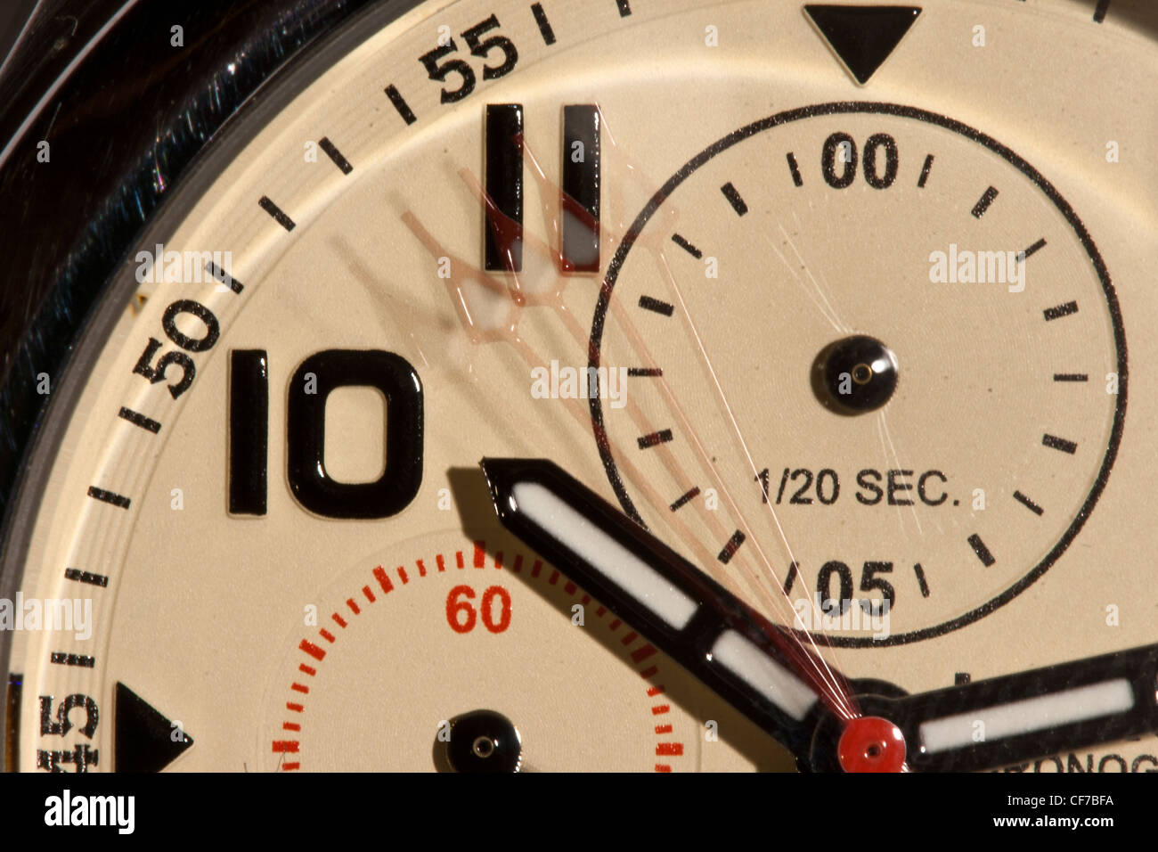 A close-up photo of a watch face over a three second exposure Stock ...