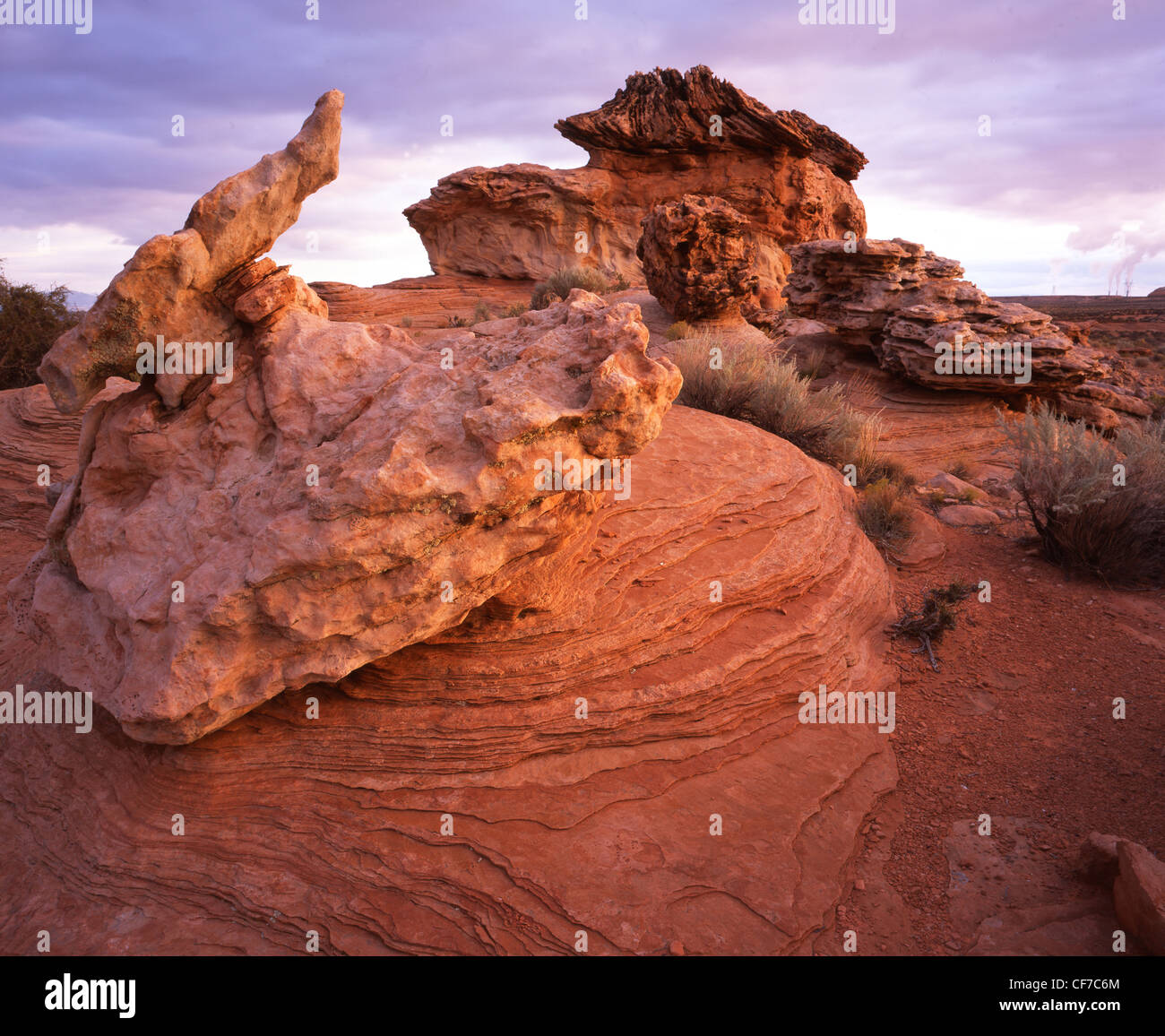 Roadside rocks at sunrise along HWY 89 south of Page, Arizona in ...