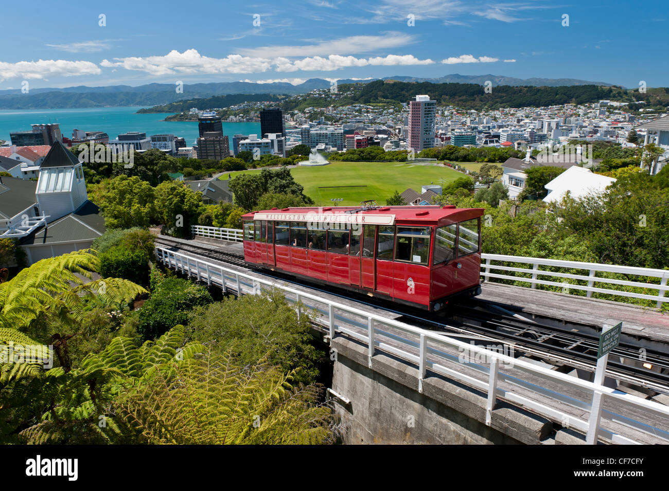 The Wellington Cable Car Funicular Railway at the Upper Station by the ...