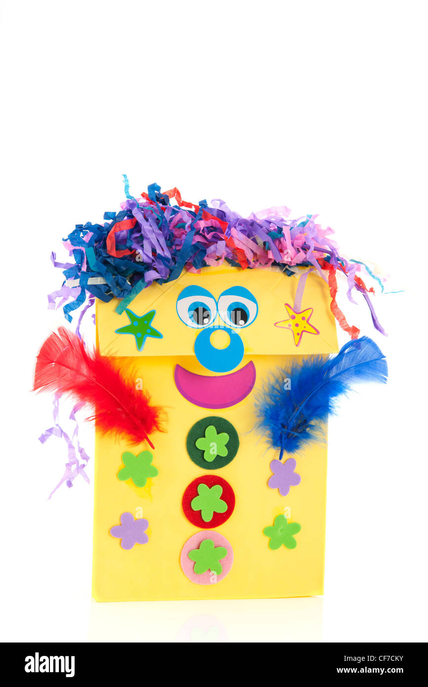 Funny paper bag with face and hair Stock Photo - Alamy