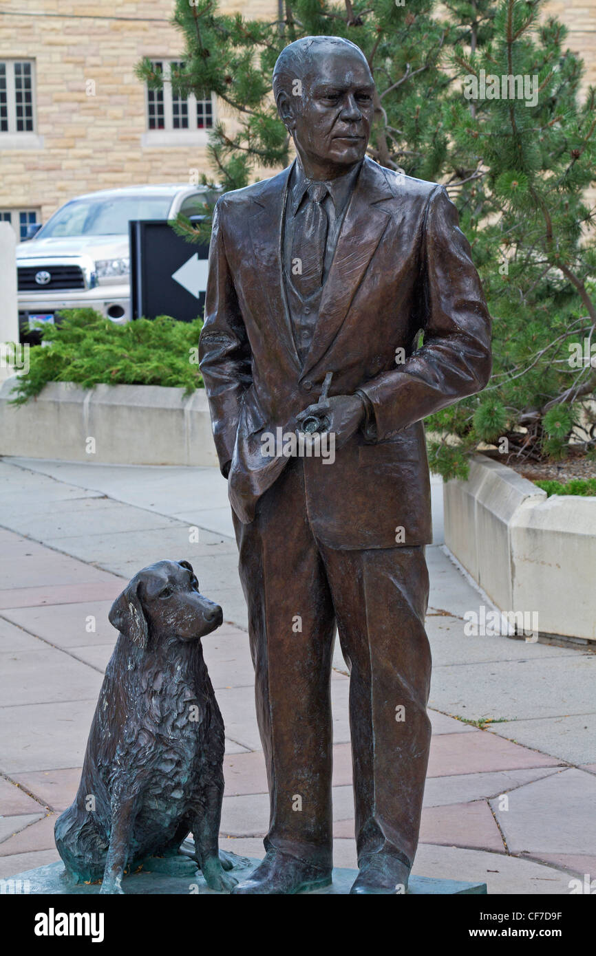 Rapid City South Dakota downtown in USA US historical bronze statue of ...