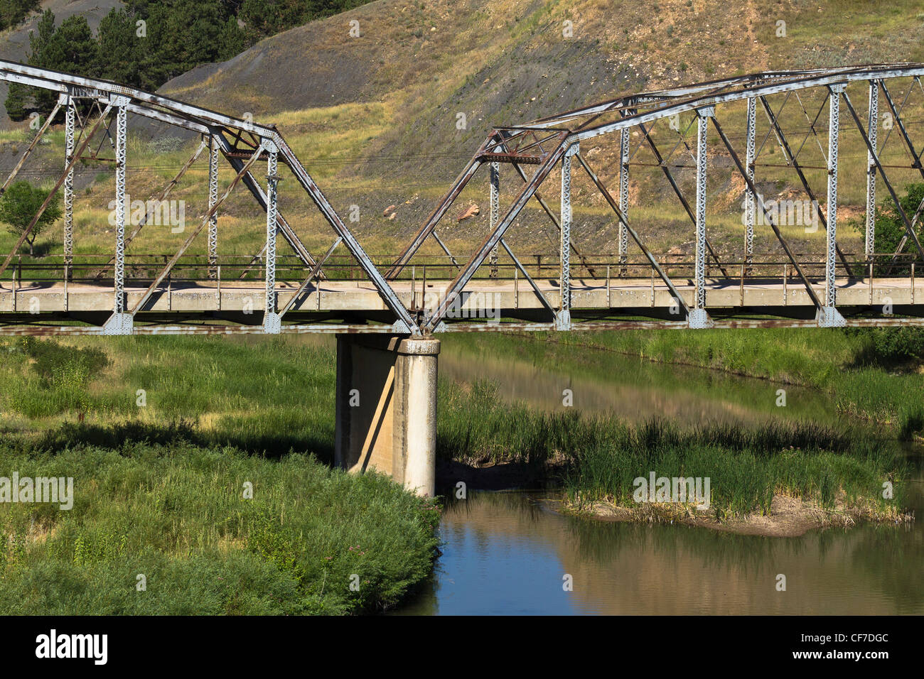 Hot Springs Cheyenne River Bridge South Dakota overhead from above in ...