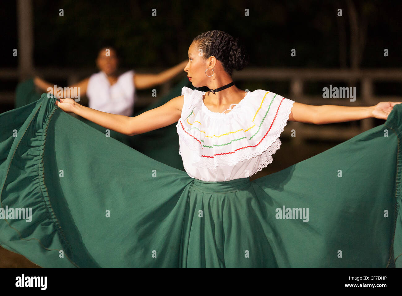 A traditional woman dancer in the clothes of Guanacaste person dancing ...