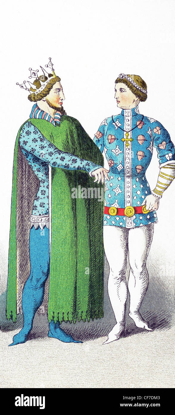 The figures represent French people around A.D. 1300. They are, from ...