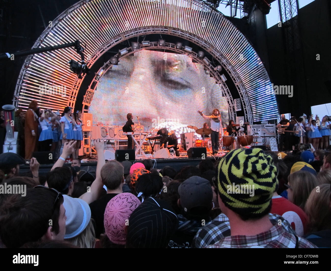 crowd of fans watching the Flaming Lips concert at Sasquatch Music ...