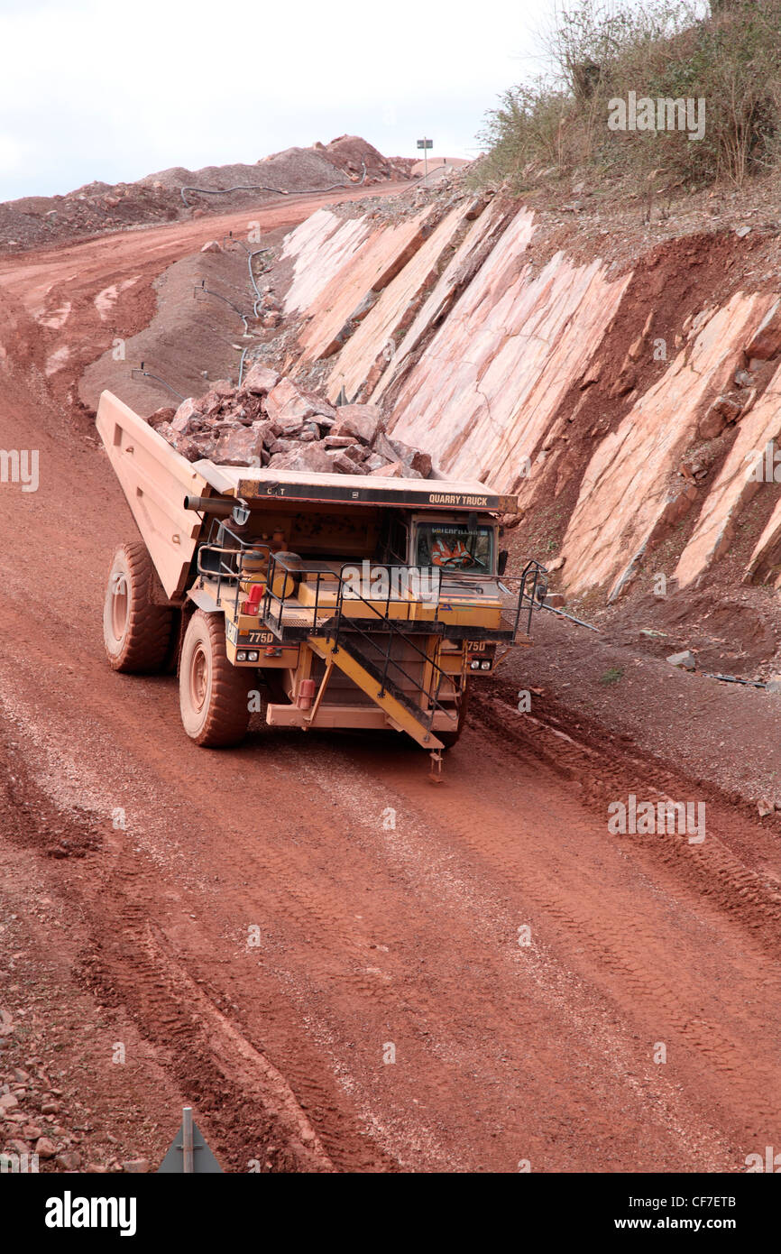 Caterpillar Quarry Truck in Westleigh Limestone Quarry, Devon Stock ...