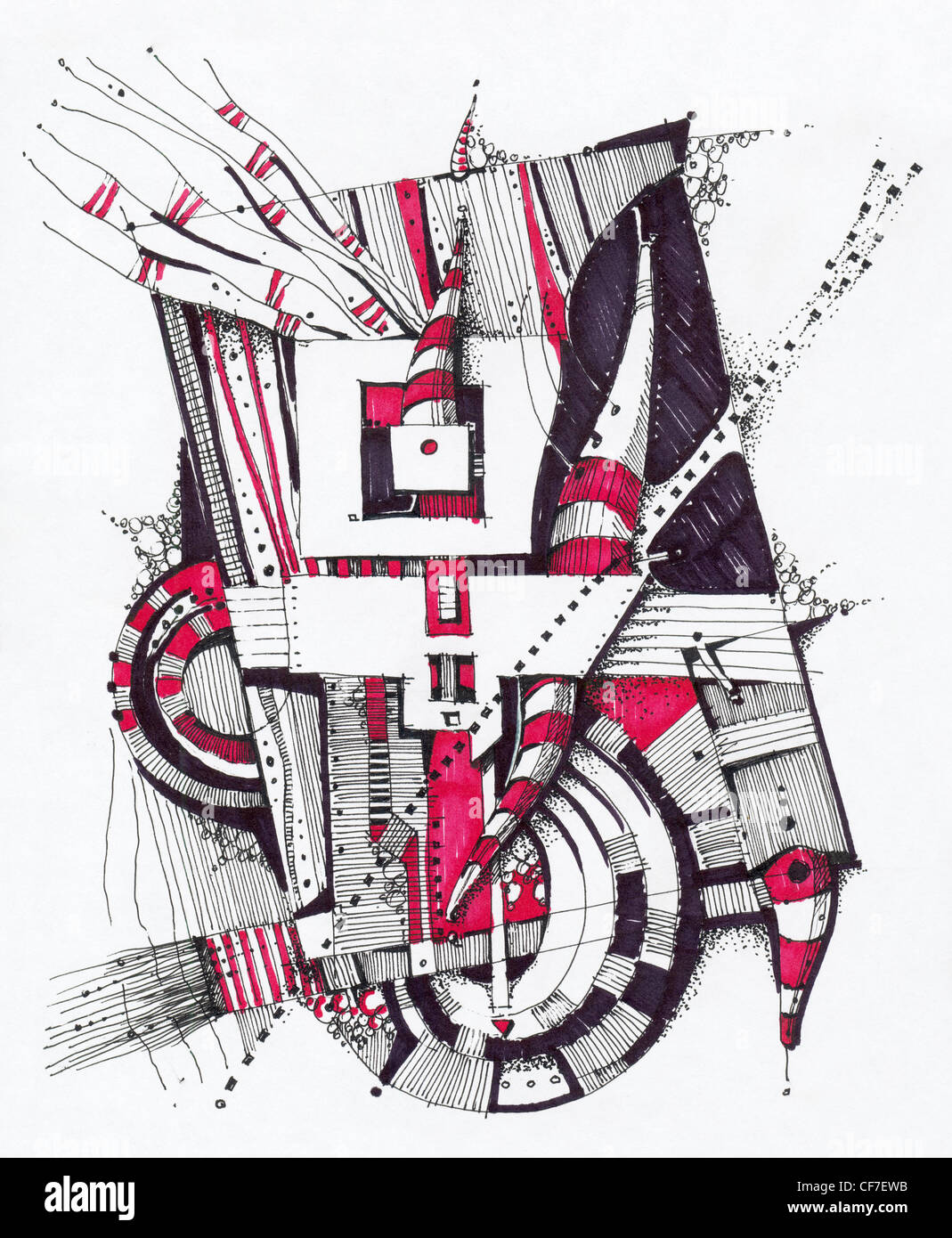 Abstract drawing on paper with pens and markers Stock Photo - Alamy