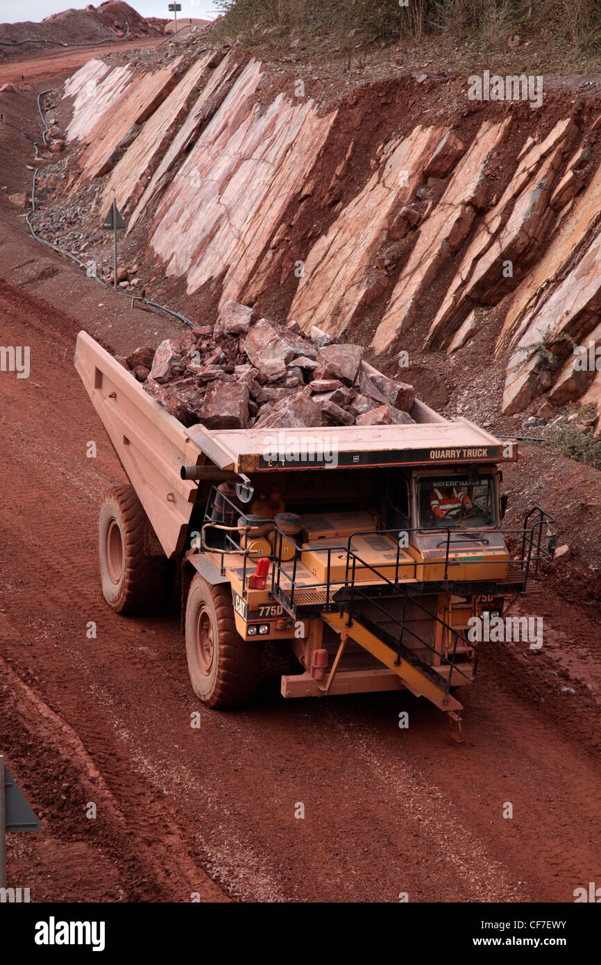 Caterpillar Quarry Truck in Westleigh Limestone Quarry, Devon Stock ...
